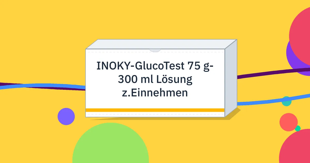 Symbolbild: Packung mit der Aufschrift INOKY-GlucoTest 75 g-300 ml Lösung z.Einnehmen (PZN 19683378) – Verfügbarkeit und Bezug in Apotheken in Frankfurt am Main