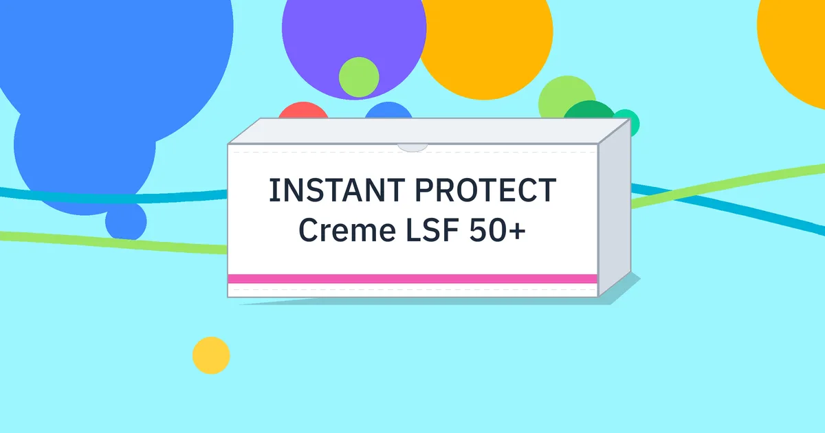 Symbolbild: Packung mit der Aufschrift INSTANT PROTECT Creme LSF 50+ (PZN 11351441) – Verfügbarkeit und Bezug in Apotheken in Frankfurt am Main
