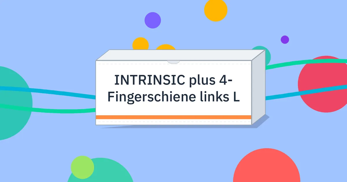 Symbolbild: Packung mit der Aufschrift INTRINSIC plus 4-Fingerschiene links L (PZN 16837579) – Verfügbarkeit und Bezug in Apotheken in Frankfurt am Main