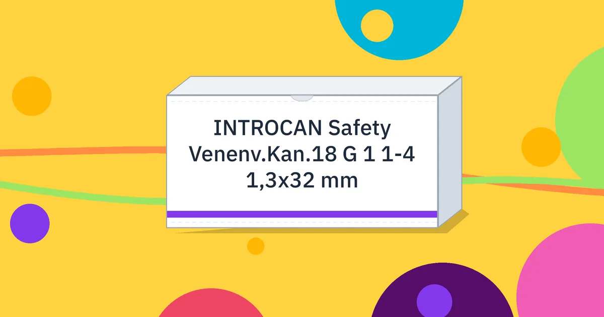 Symbolbild: Packung mit der Aufschrift INTROCAN Safety Venenv.Kan.18 G 1 1-4 1,3x32 mm (PZN 19527402) – Verfügbarkeit und Bezug in Apotheken in Frankfurt am Main