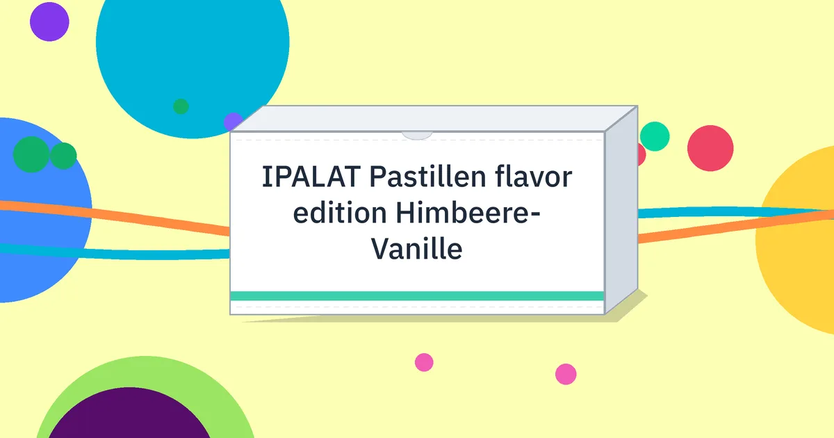 Symbolbild: Packung mit der Aufschrift IPALAT Pastillen flavor edition Himbeere-Vanille (PZN 17468606) – Verfügbarkeit und Bezug in Apotheken in Frankfurt am Main
