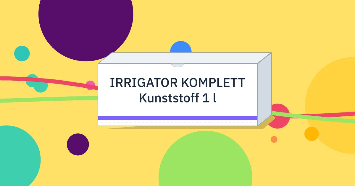 Symbolbild: Packung mit der Aufschrift IRRIGATOR KOMPLETT Kunststoff 1 l (PZN 14264808) – Verfügbarkeit und Bezug in Apotheken in Frankfurt am Main