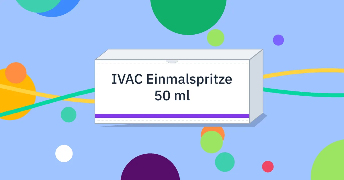 Symbolbild: Packung mit der Aufschrift IVAC Einmalspritze 50 ml (PZN 00222781) – Verfügbarkeit und Bezug in Apotheken in Frankfurt am Main