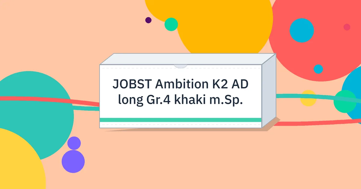 Symbolbild: Packung mit der Aufschrift JOBST Ambition K2 AD long Gr.4 khaki m.Sp. (PZN 11020632) – Verfügbarkeit und Bezug in Apotheken in Frankfurt am Main