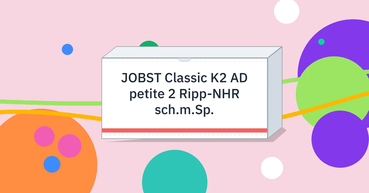 Symbolbild: Packung mit der Aufschrift JOBST Classic K2 AD petite 2 Ripp-NHR sch.m.Sp. (PZN 13061026) – Verfügbarkeit und Bezug in Apotheken in Frankfurt am Main