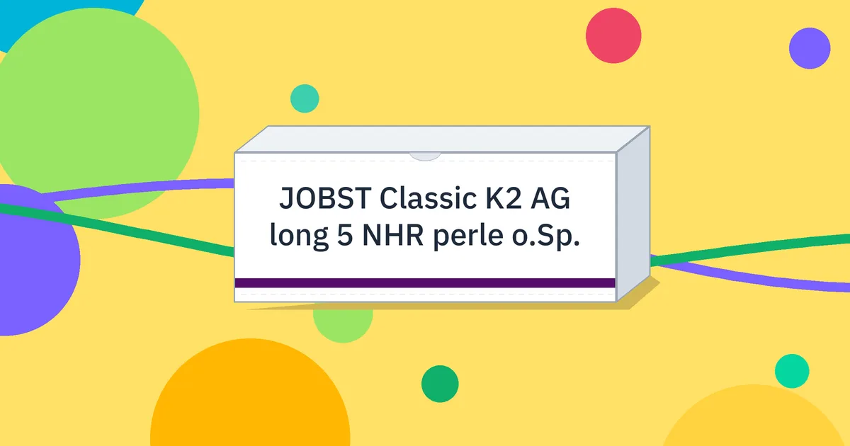 Symbolbild: Packung mit der Aufschrift JOBST Classic K2 AG long 5 NHR perle o.Sp. (PZN 10726583) – Verfügbarkeit und Bezug in Apotheken in Frankfurt am Main