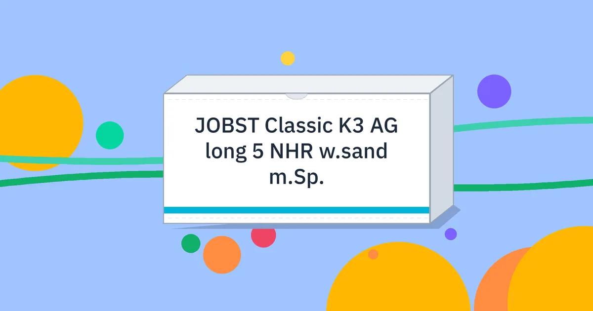 Symbolbild: Packung mit der Aufschrift JOBST Classic K3 AG long 5 NHR w.sand m.Sp. (PZN 13071906) – Verfügbarkeit und Bezug in Apotheken in Frankfurt am Main