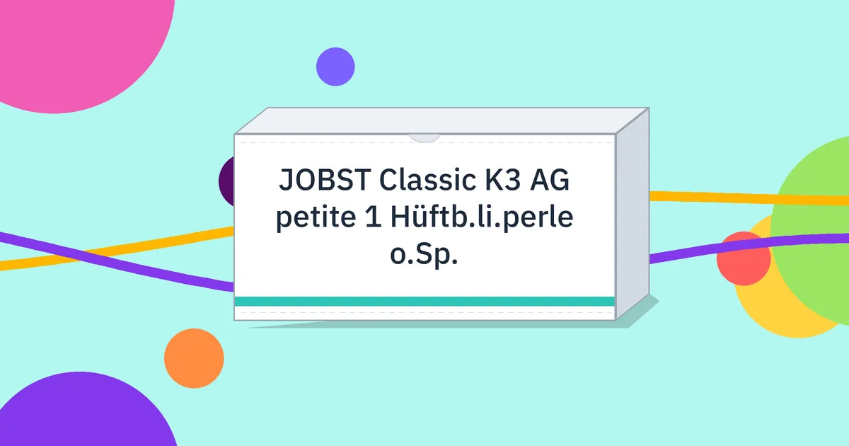 Symbolbild: Packung mit der Aufschrift JOBST Classic K3 AG petite 1 Hüftb.li.perle o.Sp. (PZN 13074313) – Verfügbarkeit und Bezug in Apotheken in Frankfurt am Main