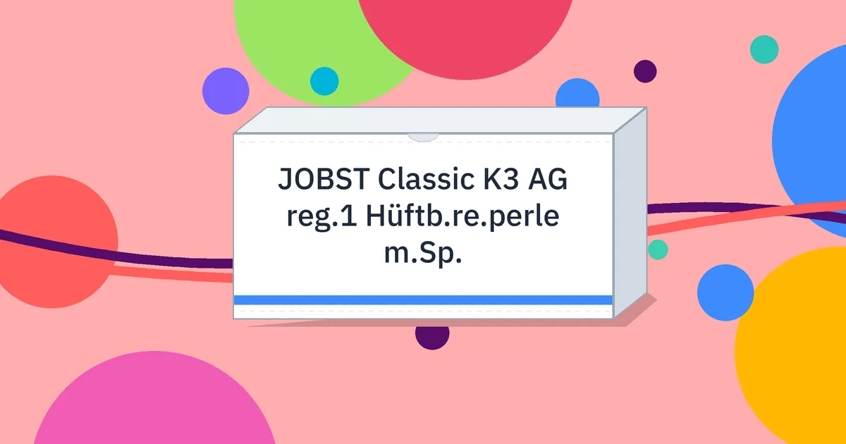 Symbolbild: Packung mit der Aufschrift JOBST Classic K3 AG reg.1 Hüftb.re.perle m.Sp. (PZN 13076192) – Verfügbarkeit und Bezug in Apotheken in Frankfurt am Main