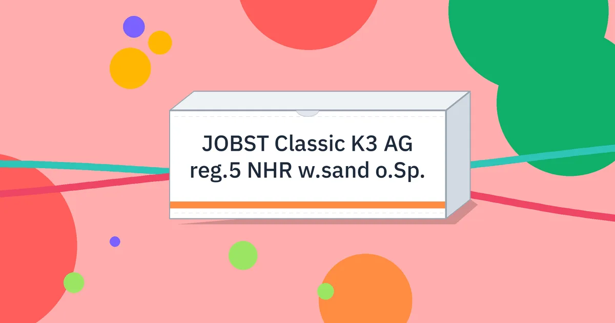 Symbolbild: Packung mit der Aufschrift JOBST Classic K3 AG reg.5 NHR w.sand o.Sp. (PZN 13073928) – Verfügbarkeit und Bezug in Apotheken in Frankfurt am Main