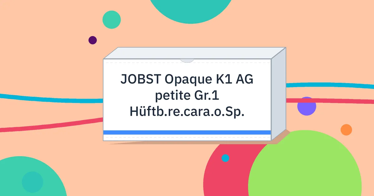 Symbolbild: Packung mit der Aufschrift JOBST Opaque K1 AG petite Gr.1 Hüftb.re.cara.o.Sp. (PZN 13099365) – Verfügbarkeit und Bezug in Apotheken in Frankfurt am Main