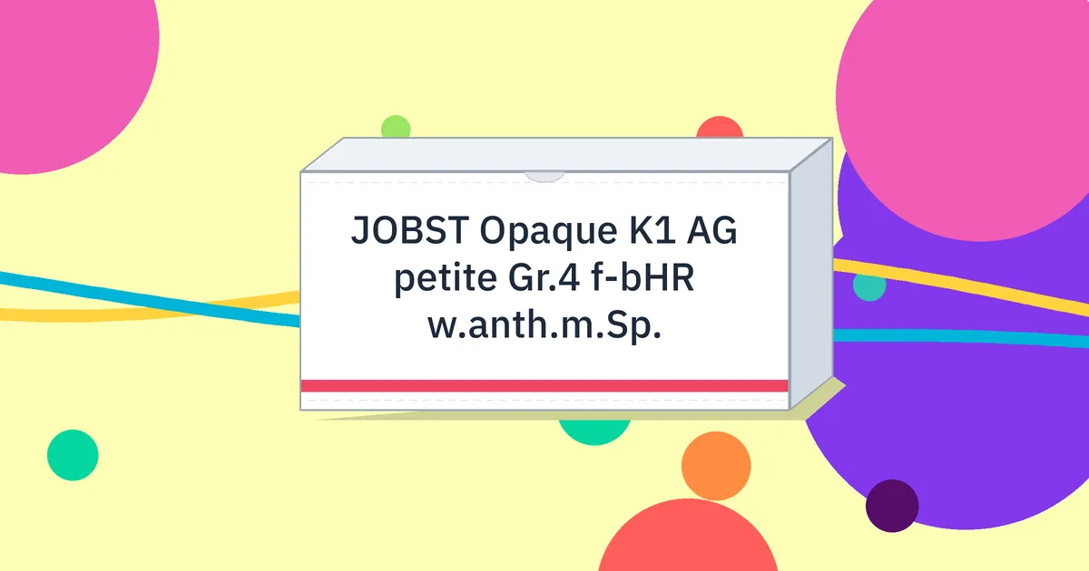 Symbolbild: Packung mit der Aufschrift JOBST Opaque K1 AG petite Gr.4 f-bHR w.anth.m.Sp. (PZN 16271712) – Verfügbarkeit und Bezug in Apotheken in Frankfurt am Main