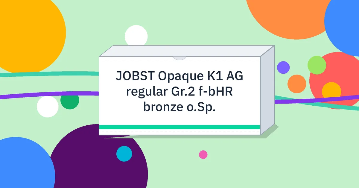 Symbolbild: Packung mit der Aufschrift JOBST Opaque K1 AG regular Gr.2 f-bHR bronze o.Sp. (PZN 13094356) – Verfügbarkeit und Bezug in Apotheken in Frankfurt am Main