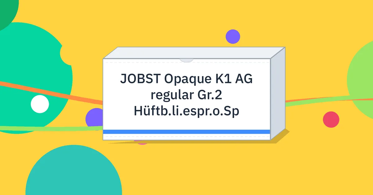 Symbolbild: Packung mit der Aufschrift JOBST Opaque K1 AG regular Gr.2 Hüftb.li.espr.o.Sp (PZN 16272700) – Verfügbarkeit und Bezug in Apotheken in Frankfurt am Main