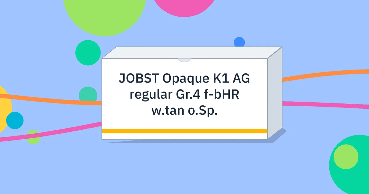Symbolbild: Packung mit der Aufschrift JOBST Opaque K1 AG regular Gr.4 f-bHR w.tan o.Sp. (PZN 16266467) – Verfügbarkeit und Bezug in Apotheken in Frankfurt am Main