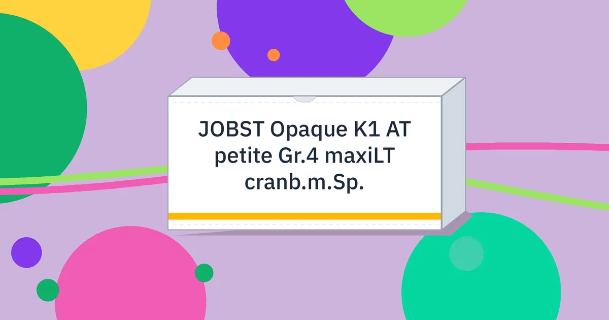 Symbolbild: Packung mit der Aufschrift JOBST Opaque K1 AT petite Gr.4 maxiLT cranb.m.Sp. (PZN 13102707) – Verfügbarkeit und Bezug in Apotheken in Frankfurt am Main