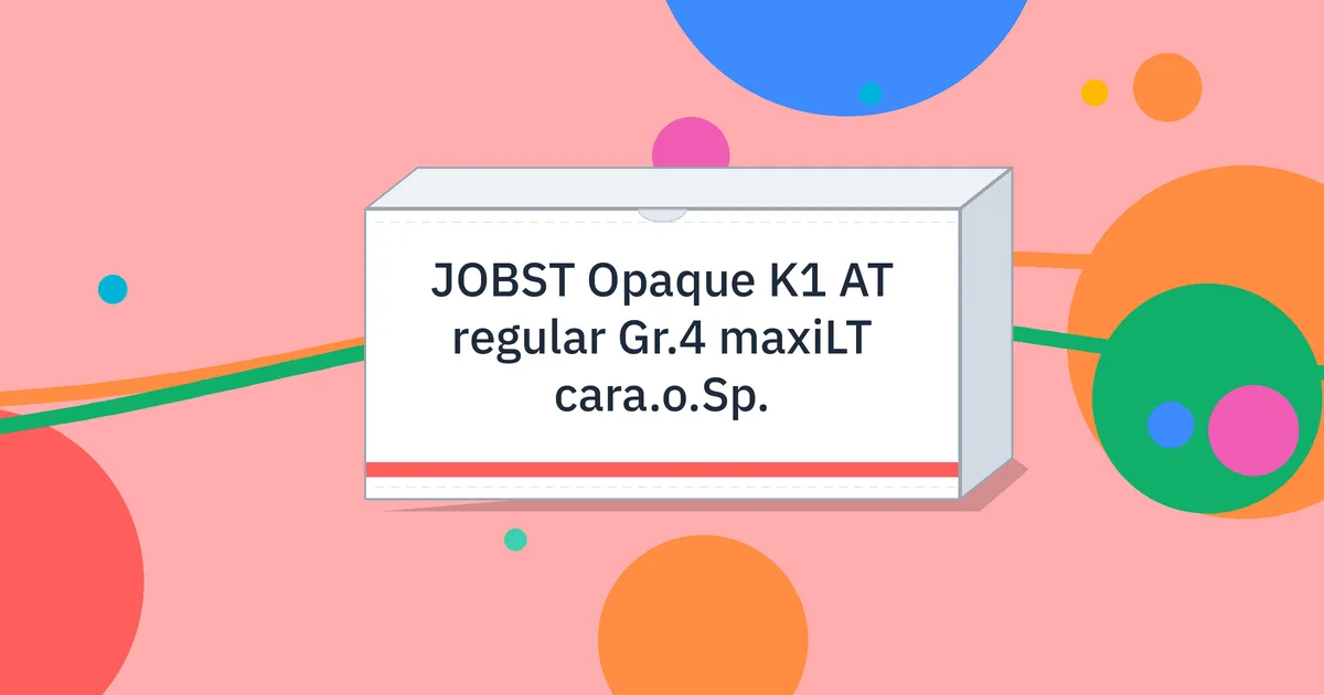Symbolbild: Packung mit der Aufschrift JOBST Opaque K1 AT regular Gr.4 maxiLT cara.o.Sp. (PZN 13106467) – Verfügbarkeit und Bezug in Apotheken in Frankfurt am Main