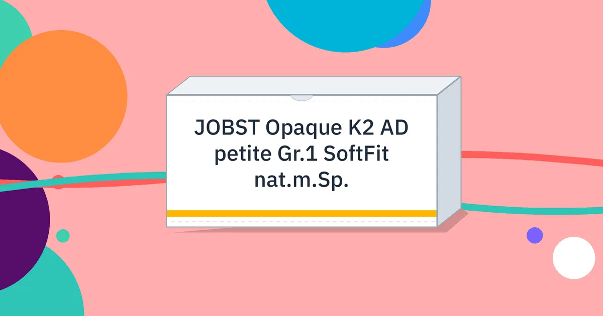 Symbolbild: Packung mit der Aufschrift JOBST Opaque K2 AD petite Gr.1 SoftFit nat.m.Sp. (PZN 11250510) – Verfügbarkeit und Bezug in Apotheken in Frankfurt am Main