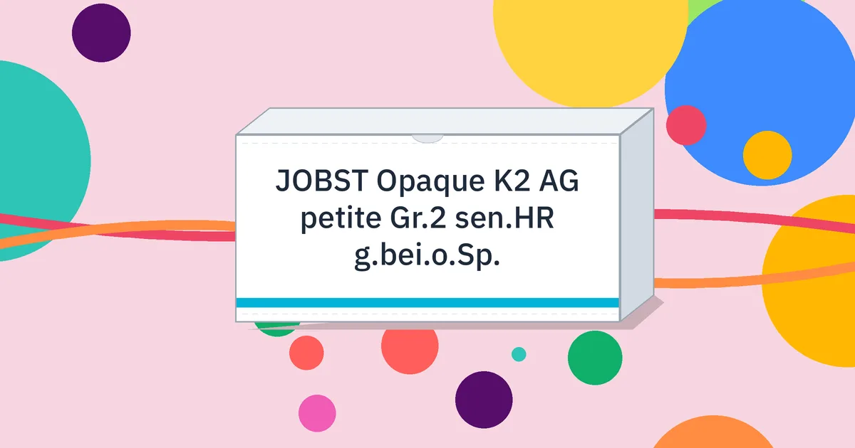 Symbolbild: Packung mit der Aufschrift JOBST Opaque K2 AG petite Gr.2 sen.HR g.bei.o.Sp. (PZN 16284146) – Verfügbarkeit und Bezug in Apotheken in Frankfurt am Main
