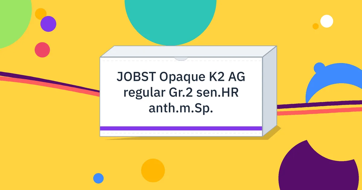 Symbolbild: Packung mit der Aufschrift JOBST Opaque K2 AG regular Gr.2 sen.HR anth.m.Sp. (PZN 16279760) – Verfügbarkeit und Bezug in Apotheken in Frankfurt am Main