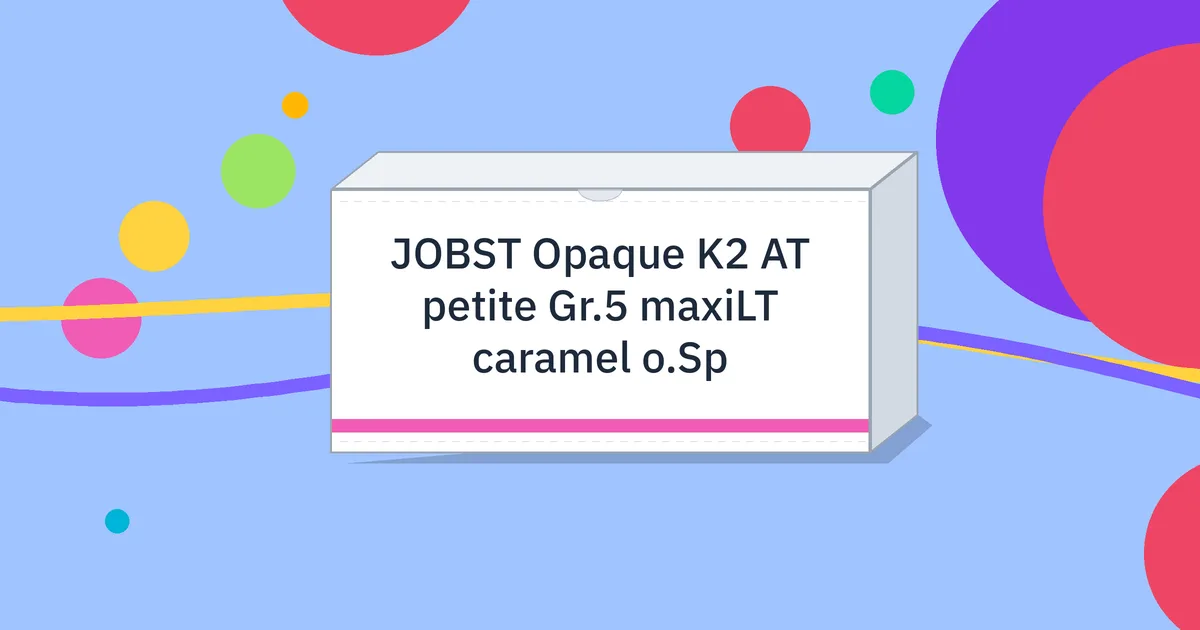Symbolbild: Packung mit der Aufschrift JOBST Opaque K2 AT petite Gr.5 maxiLT caramel o.Sp (PZN 13119122) – Verfügbarkeit und Bezug in Apotheken in Frankfurt am Main