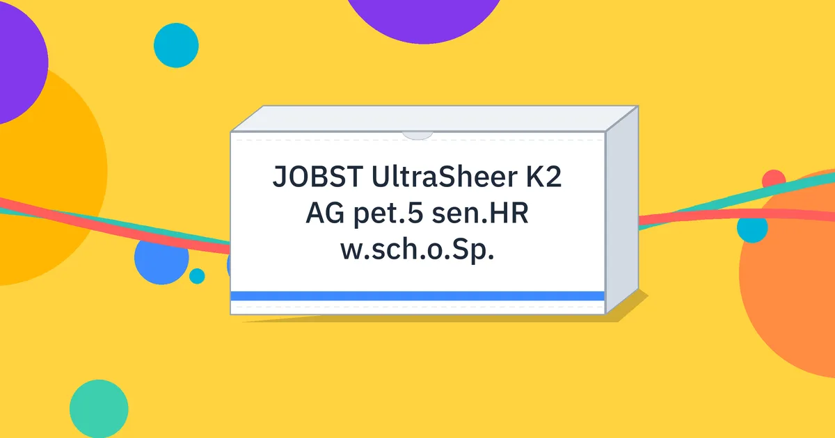 Symbolbild: Packung mit der Aufschrift JOBST UltraSheer K2 AG pet.5 sen.HR w.sch.o.Sp. (PZN 11266014) – Verfügbarkeit und Bezug in Apotheken in Frankfurt am Main