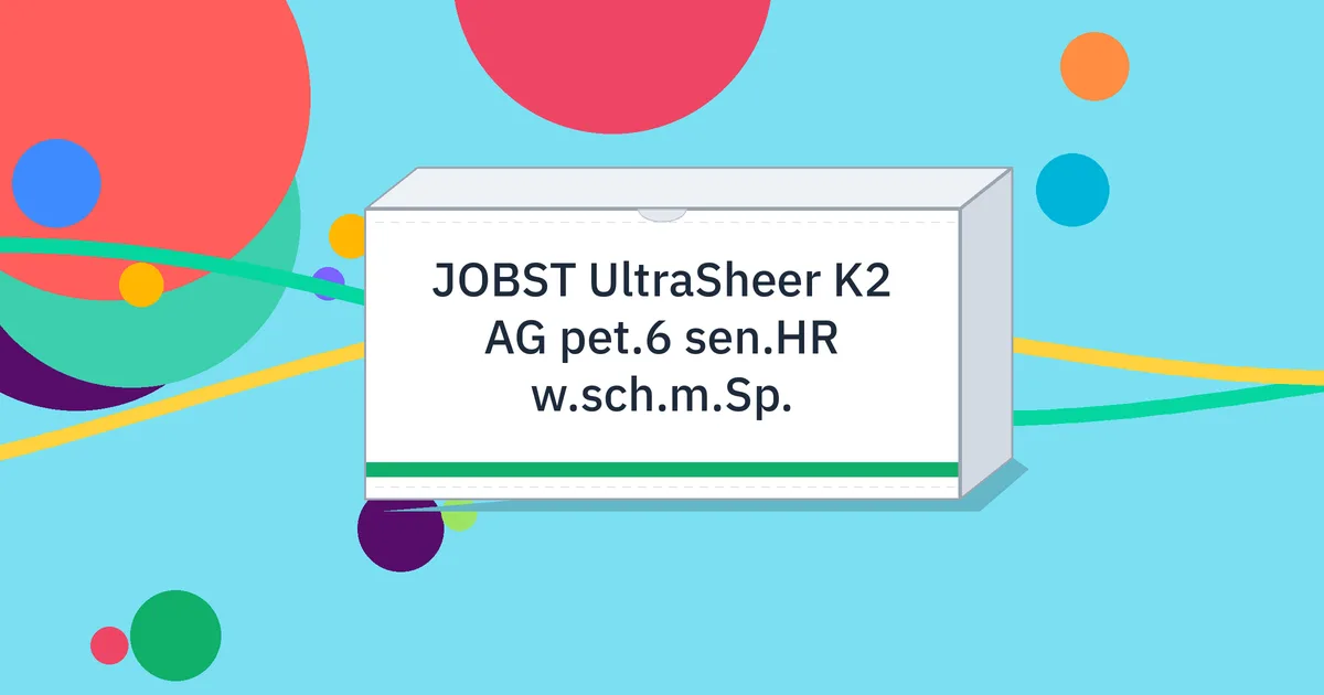 Symbolbild: Packung mit der Aufschrift JOBST UltraSheer K2 AG pet.6 sen.HR w.sch.m.Sp. (PZN 11265865) – Verfügbarkeit und Bezug in Apotheken in Frankfurt am Main