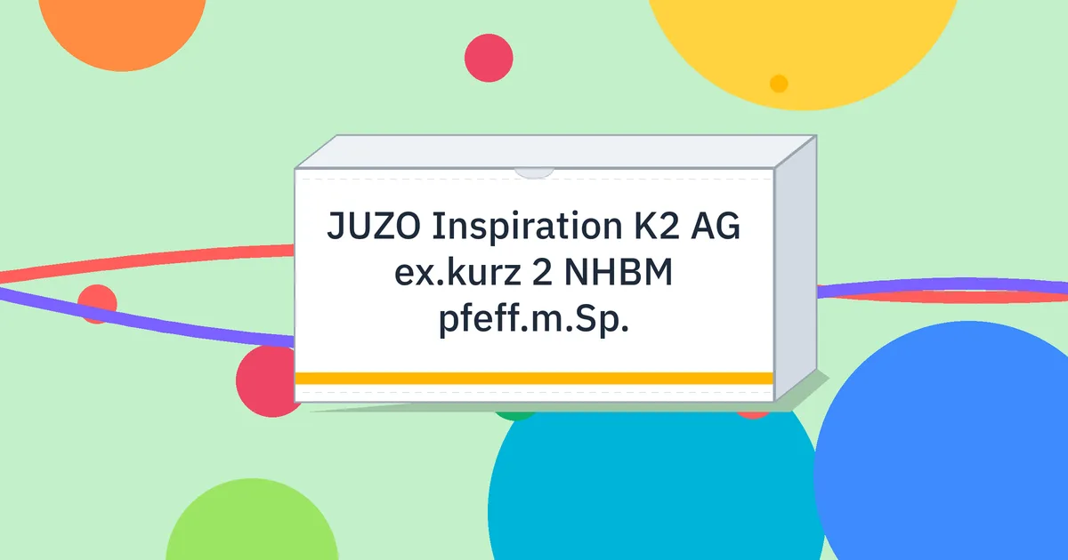 Symbolbild: Packung mit der Aufschrift JUZO Inspiration K2 AG ex.kurz 2 NHBM pfeff.m.Sp. (PZN 14924498) – Verfügbarkeit und Bezug in Apotheken in Frankfurt am Main