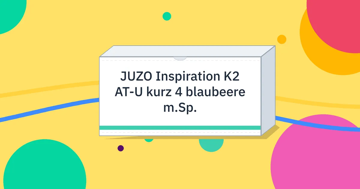 Symbolbild: Packung mit der Aufschrift JUZO Inspiration K2 AT-U kurz 4 blaubeere m.Sp. (PZN 14952402) – Verfügbarkeit und Bezug in Apotheken in Frankfurt am Main