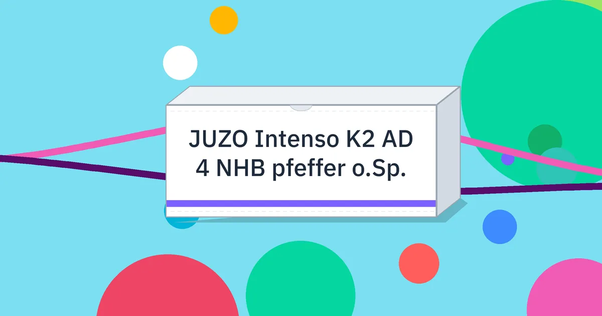 Symbolbild: Packung mit der Aufschrift JUZO Intenso K2 AD 4 NHB pfeffer o.Sp. (PZN 18620200) – Verfügbarkeit und Bezug in Apotheken in Frankfurt am Main