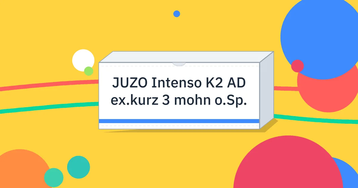 Symbolbild: Packung mit der Aufschrift JUZO Intenso K2 AD ex.kurz 3 mohn o.Sp. (PZN 18618812) – Verfügbarkeit und Bezug in Apotheken in Frankfurt am Main