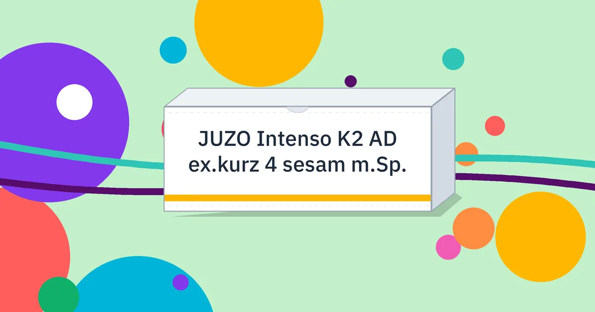 Symbolbild: Packung mit der Aufschrift JUZO Intenso K2 AD ex.kurz 4 sesam m.Sp. (PZN 18608050) – Verfügbarkeit und Bezug in Apotheken in Frankfurt am Main