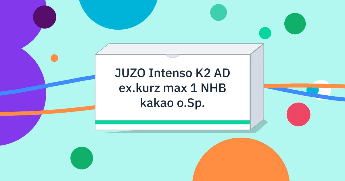 Symbolbild: Packung mit der Aufschrift JUZO Intenso K2 AD ex.kurz max 1 NHB kakao o.Sp. (PZN 18621197) – Verfügbarkeit und Bezug in Apotheken in Frankfurt am Main