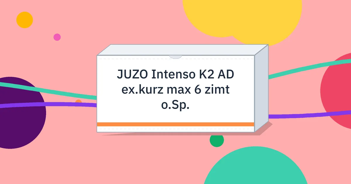 Symbolbild: Packung mit der Aufschrift JUZO Intenso K2 AD ex.kurz max 6 zimt o.Sp. (PZN 18617416) – Verfügbarkeit und Bezug in Apotheken in Frankfurt am Main