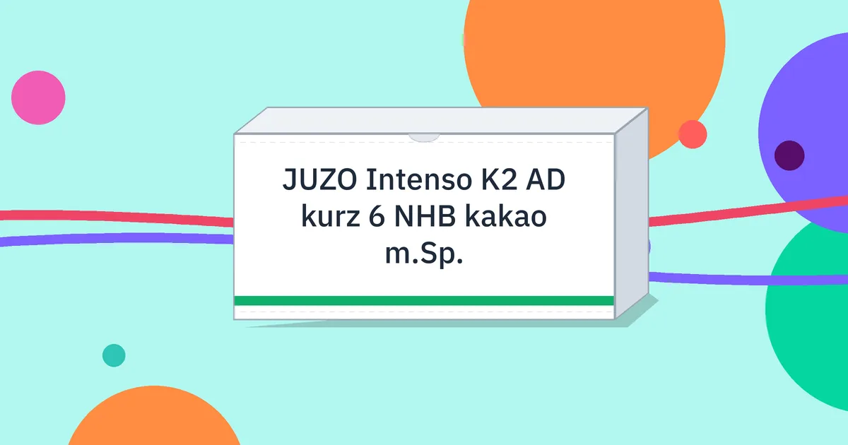 Symbolbild: Packung mit der Aufschrift JUZO Intenso K2 AD kurz 6 NHB kakao m.Sp. (PZN 18611282) – Verfügbarkeit und Bezug in Apotheken in Frankfurt am Main