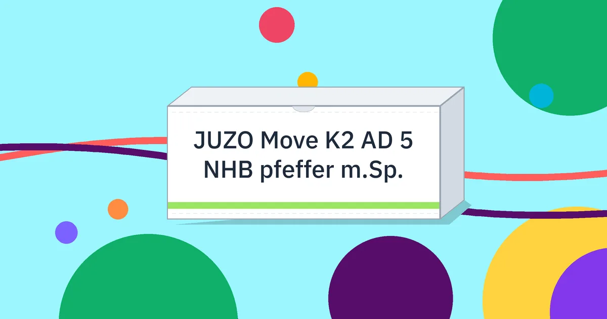 Symbolbild: Packung mit der Aufschrift JUZO Move K2 AD 5 NHB pfeffer m.Sp. (PZN 16339893) – Verfügbarkeit und Bezug in Apotheken in Frankfurt am Main