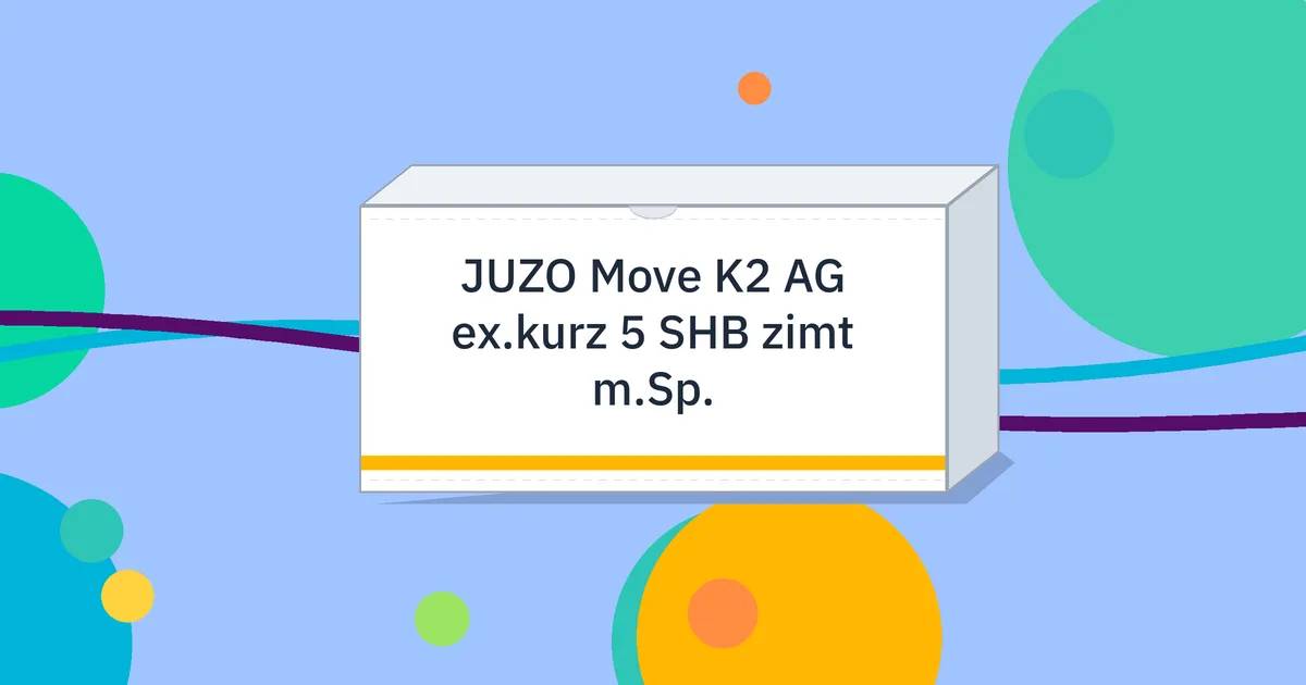 Symbolbild: Packung mit der Aufschrift JUZO Move K2 AG ex.kurz 5 SHB zimt m.Sp. (PZN 18531896) – Verfügbarkeit und Bezug in Apotheken in Frankfurt am Main