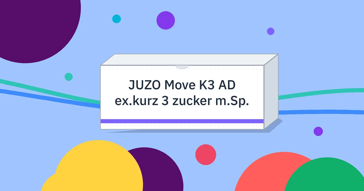 Symbolbild: Packung mit der Aufschrift JUZO Move K3 AD ex.kurz 3 zucker m.Sp. (PZN 18569166) – Verfügbarkeit und Bezug in Apotheken in Frankfurt am Main