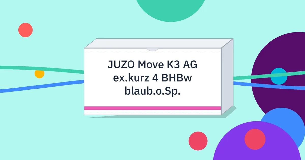 Symbolbild: Packung mit der Aufschrift JUZO Move K3 AG ex.kurz 4 BHBw blaub.o.Sp. (PZN 18597599) – Verfügbarkeit und Bezug in Apotheken in Frankfurt am Main