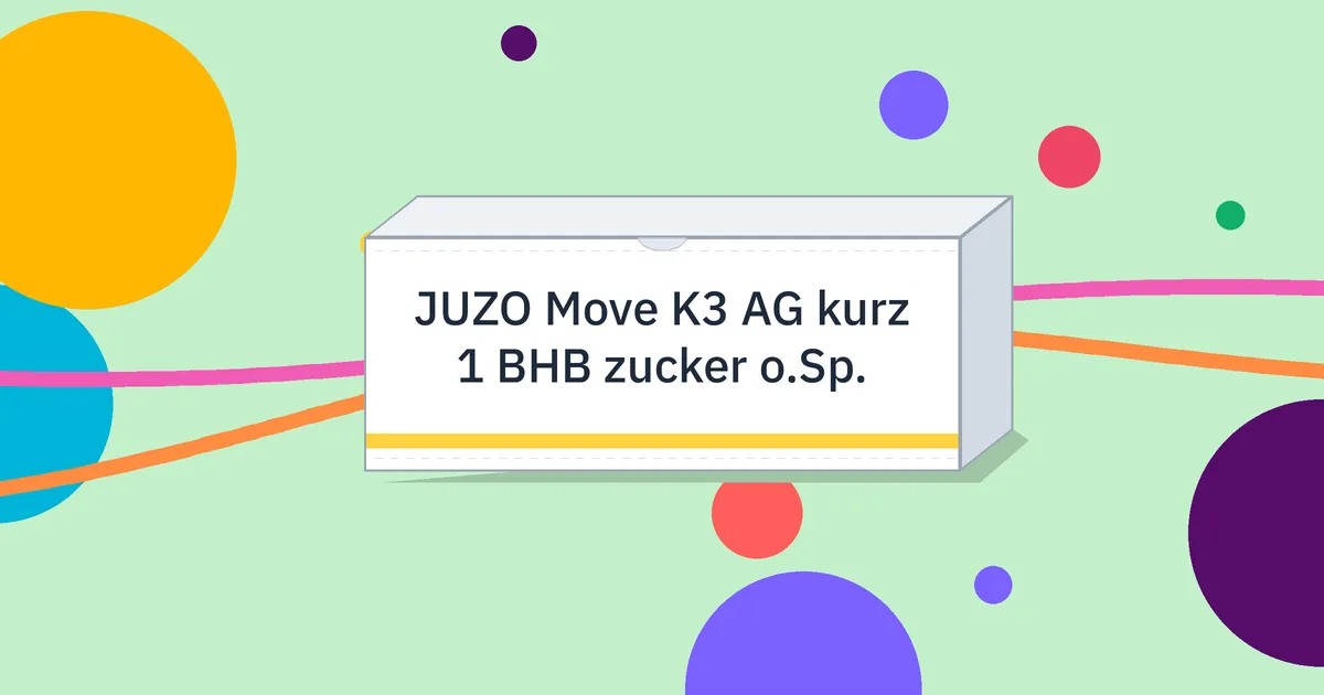 Symbolbild: Packung mit der Aufschrift JUZO Move K3 AG kurz 1 BHB zucker o.Sp. (PZN 18581440) – Verfügbarkeit und Bezug in Apotheken in Frankfurt am Main