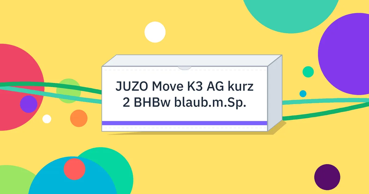 Symbolbild: Packung mit der Aufschrift JUZO Move K3 AG kurz 2 BHBw blaub.m.Sp. (PZN 18591616) – Verfügbarkeit und Bezug in Apotheken in Frankfurt am Main