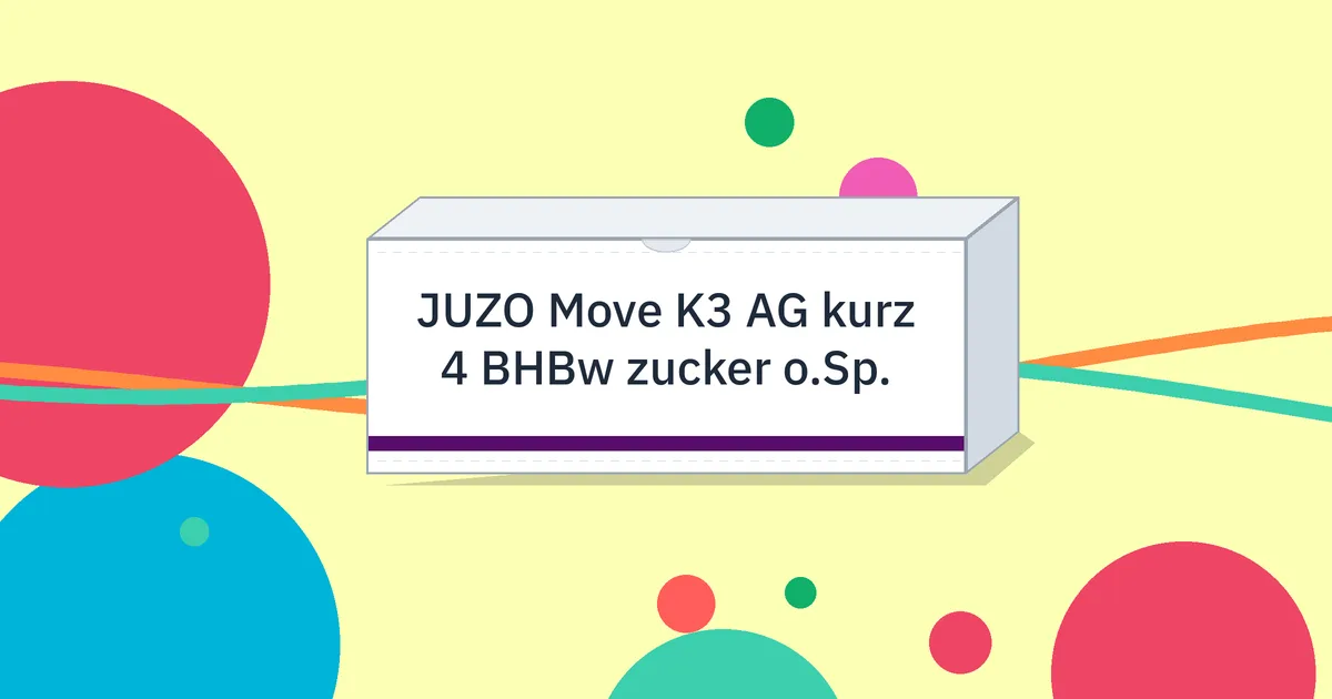 Symbolbild: Packung mit der Aufschrift JUZO Move K3 AG kurz 4 BHBw zucker o.Sp. (PZN 18581693) – Verfügbarkeit und Bezug in Apotheken in Frankfurt am Main