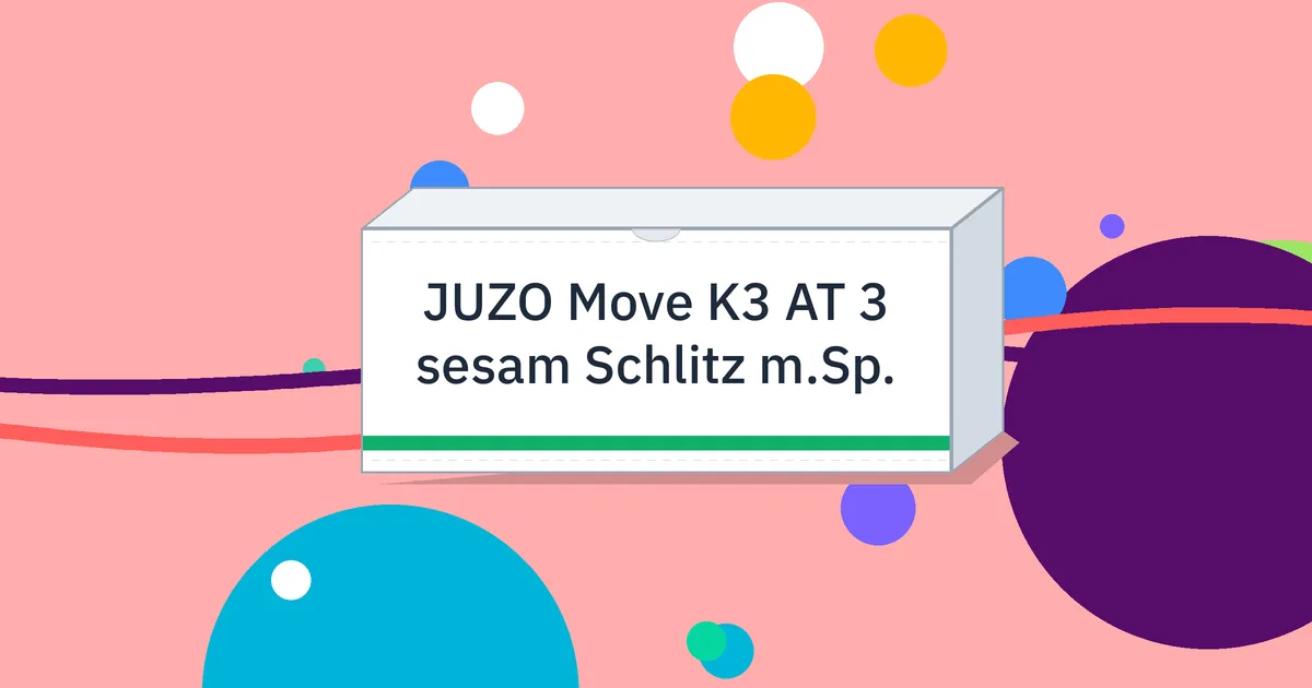 Symbolbild: Packung mit der Aufschrift JUZO Move K3 AT 3 sesam Schlitz m.Sp. (PZN 20677928) – Verfügbarkeit und Bezug in Apotheken in Frankfurt am Main
