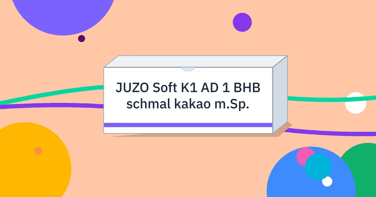 Symbolbild: Packung mit der Aufschrift JUZO Soft K1 AD 1 BHB schmal kakao m.Sp. (PZN 15461327) – Verfügbarkeit und Bezug in Apotheken in Frankfurt am Main