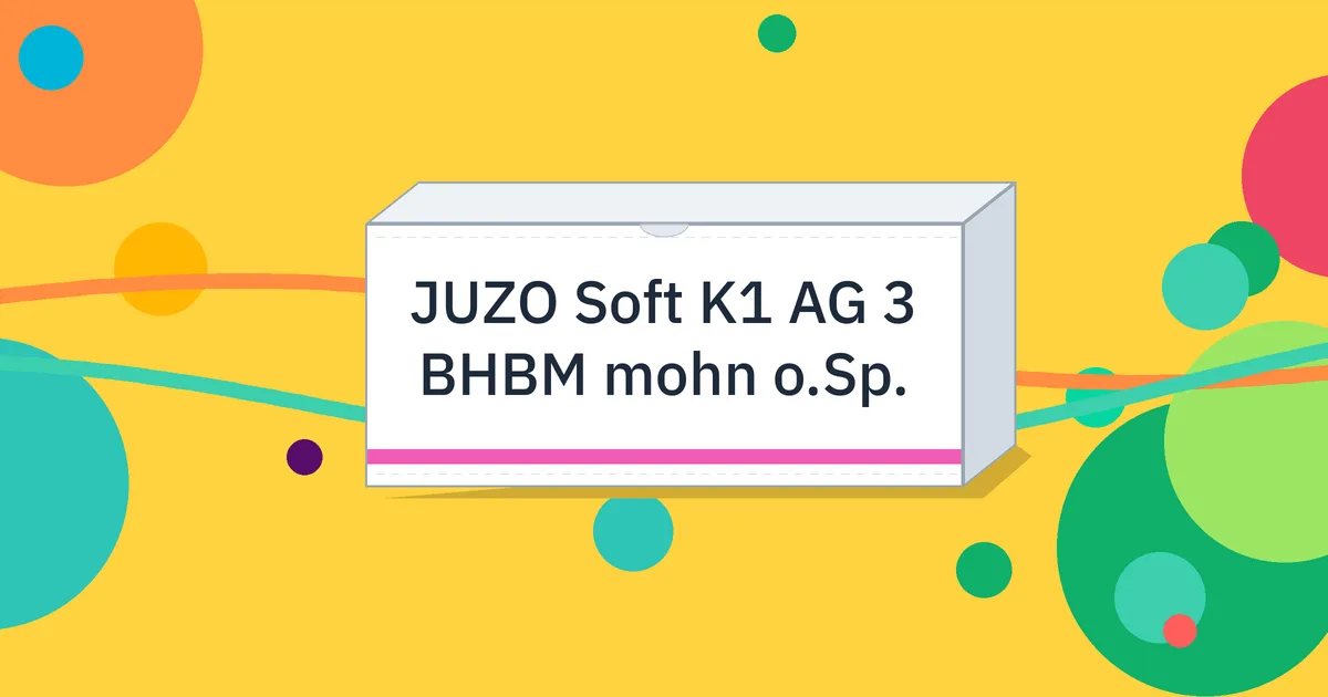 Symbolbild: Packung mit der Aufschrift JUZO Soft K1 AG 3 BHBM mohn o.Sp. (PZN 14857230) – Verfügbarkeit und Bezug in Apotheken in Frankfurt am Main
