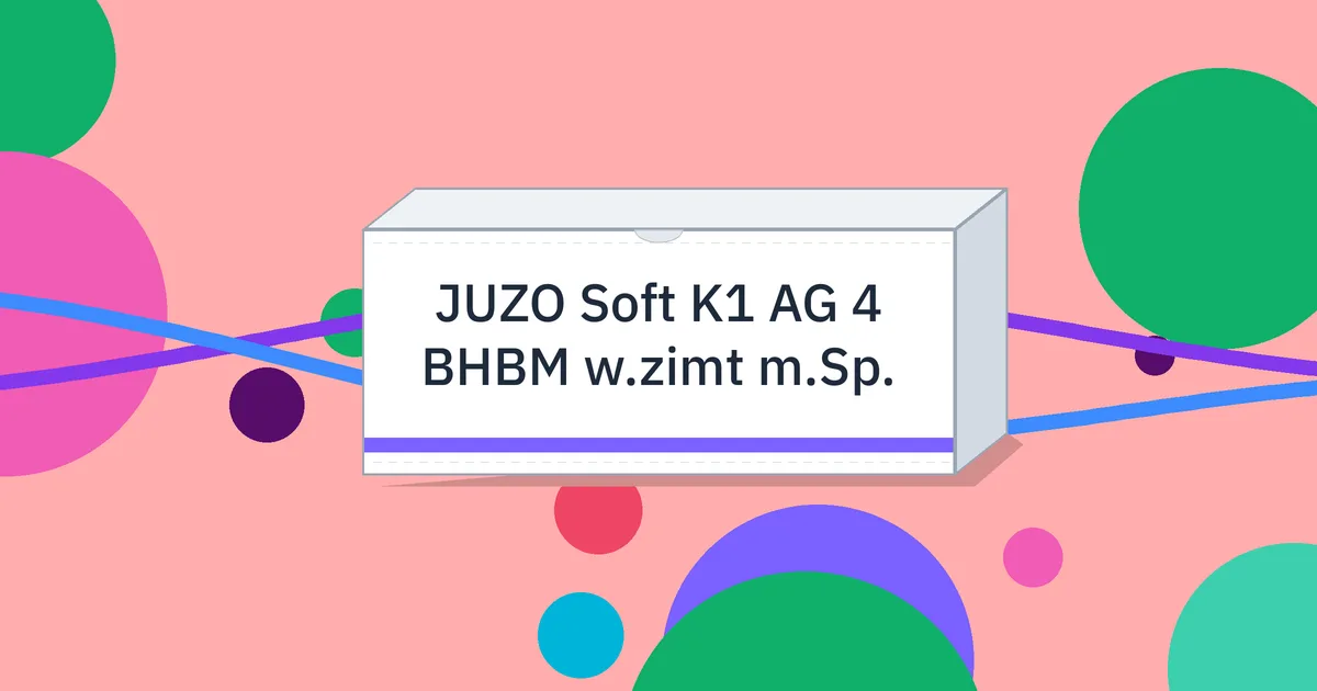 Symbolbild: Packung mit der Aufschrift JUZO Soft K1 AG 4 BHBM w.zimt m.Sp. (PZN 14862780) – Verfügbarkeit und Bezug in Apotheken in Frankfurt am Main