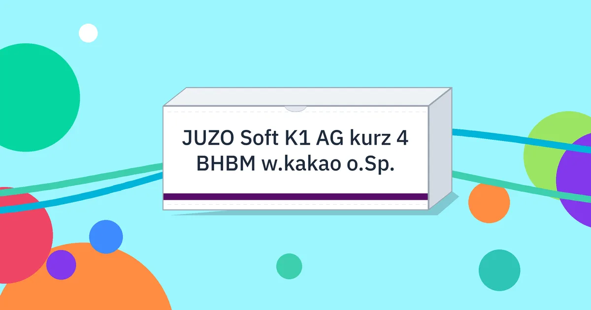 Symbolbild: Packung mit der Aufschrift JUZO Soft K1 AG kurz 4 BHBM w.kakao o.Sp. (PZN 14865867) – Verfügbarkeit und Bezug in Apotheken in Frankfurt am Main