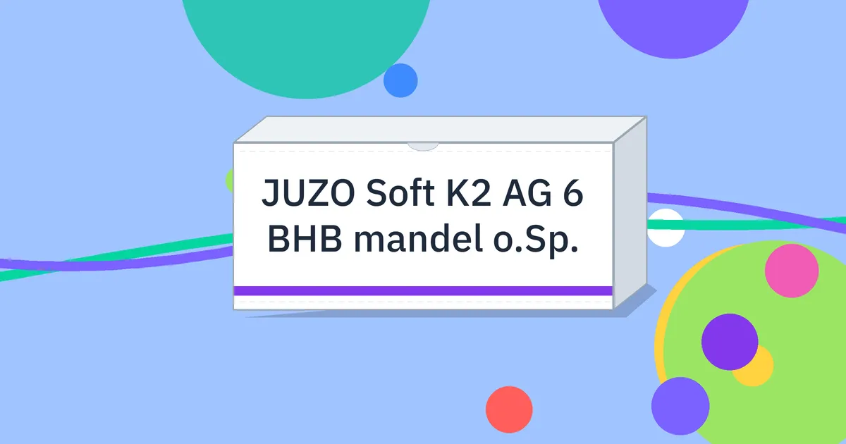 Symbolbild: Packung mit der Aufschrift JUZO Soft K2 AG 6 BHB mandel o.Sp. (PZN 14825690) – Verfügbarkeit und Bezug in Apotheken in Frankfurt am Main