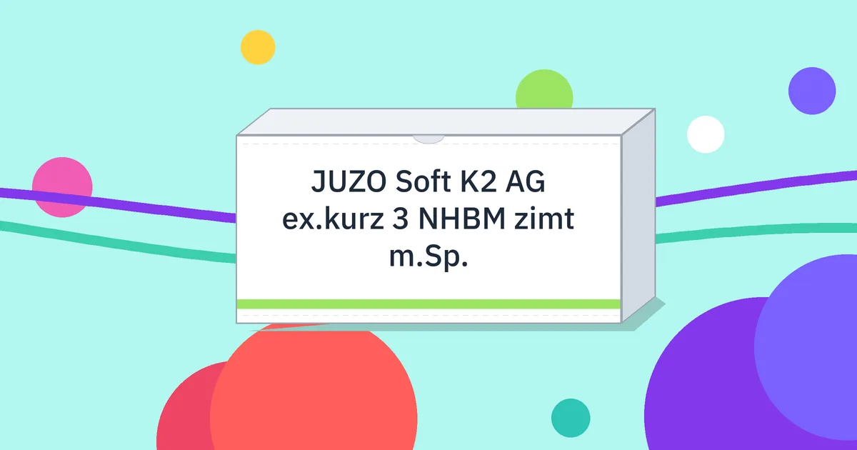 Symbolbild: Packung mit der Aufschrift JUZO Soft K2 AG ex.kurz 3 NHBM zimt m.Sp. (PZN 15022148) – Verfügbarkeit und Bezug in Apotheken in Frankfurt am Main