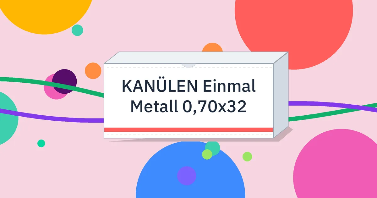 Symbolbild: Packung mit der Aufschrift KANÜLEN Einmal Metall 0,70x32 (PZN 01729358) – Verfügbarkeit und Bezug in Apotheken in Frankfurt am Main